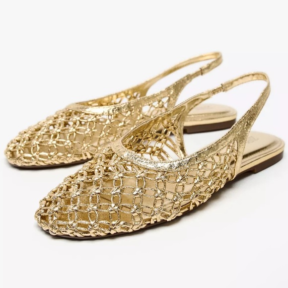 Zara | Shoes | Zara Metallic Braided Slingbacks | Poshmark